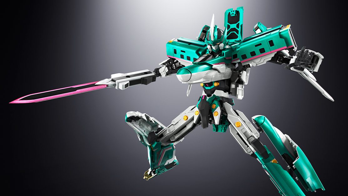 Transforming Shinkansen robot action figure set for release in Japan