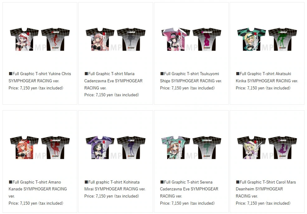 Racing themed Senki Zesshou Symphogear XV pop up shop to open in stores across Japan this month